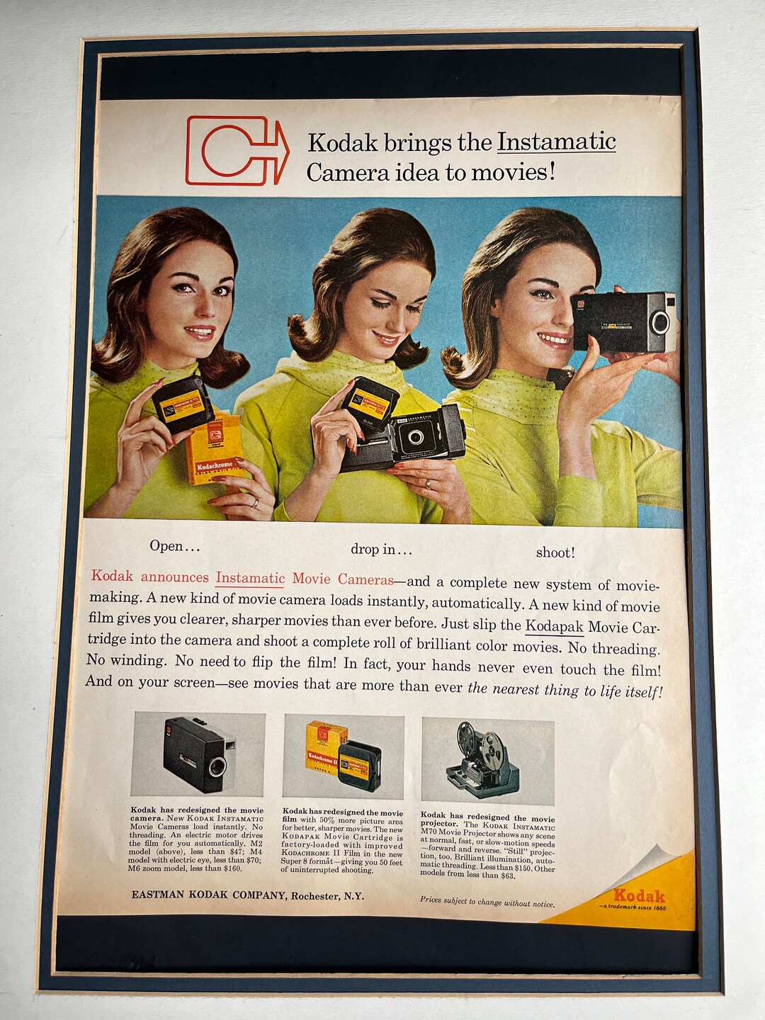 1960's Kodak Instamatic Movie Camera Original Print Advertisement - Etsy
