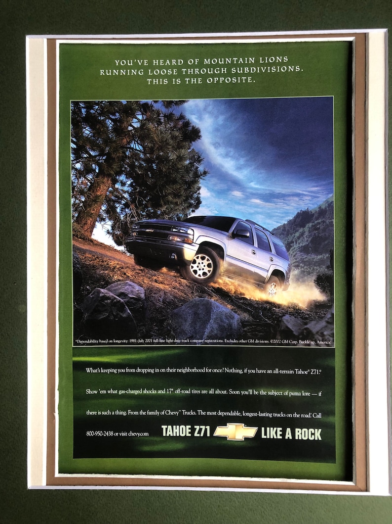 2000's Chevy Tahoe Z71 Print Advertisement "you've Heard of Mountain ...