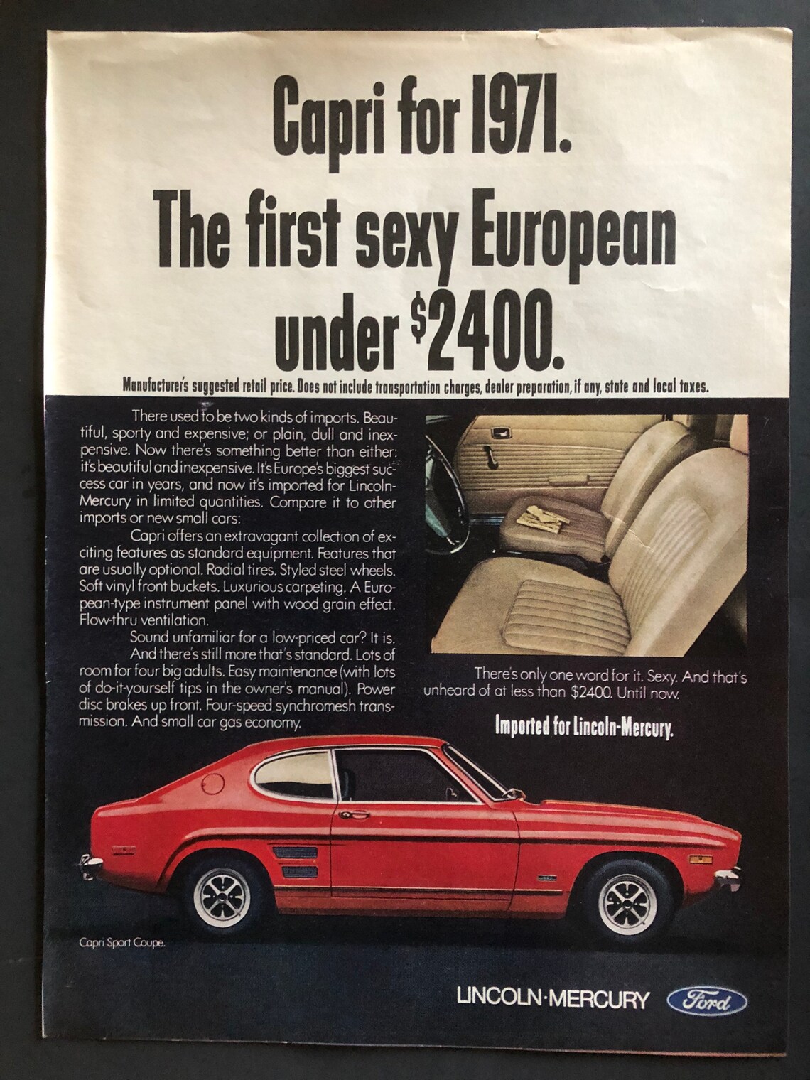 1970's Ford Capri Advertisement - Etsy