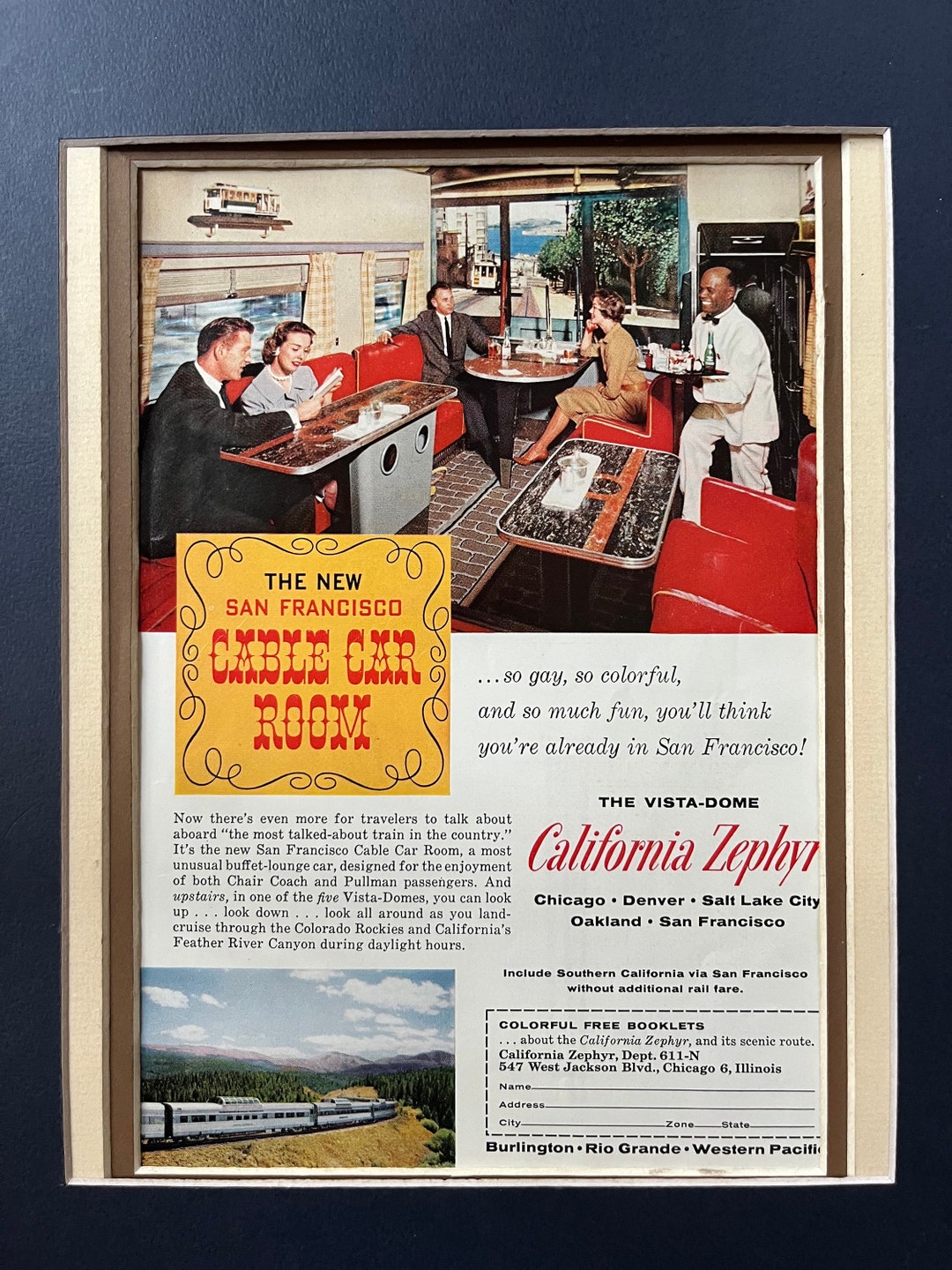 1960's California Zephyr San Francisco Cable Car Room Advertisement - Etsy