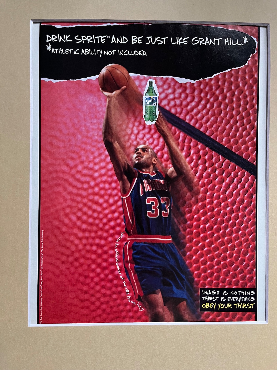 1990's Sprite Soda Advertisement Grant Hill Detroit Pistons - Etsy