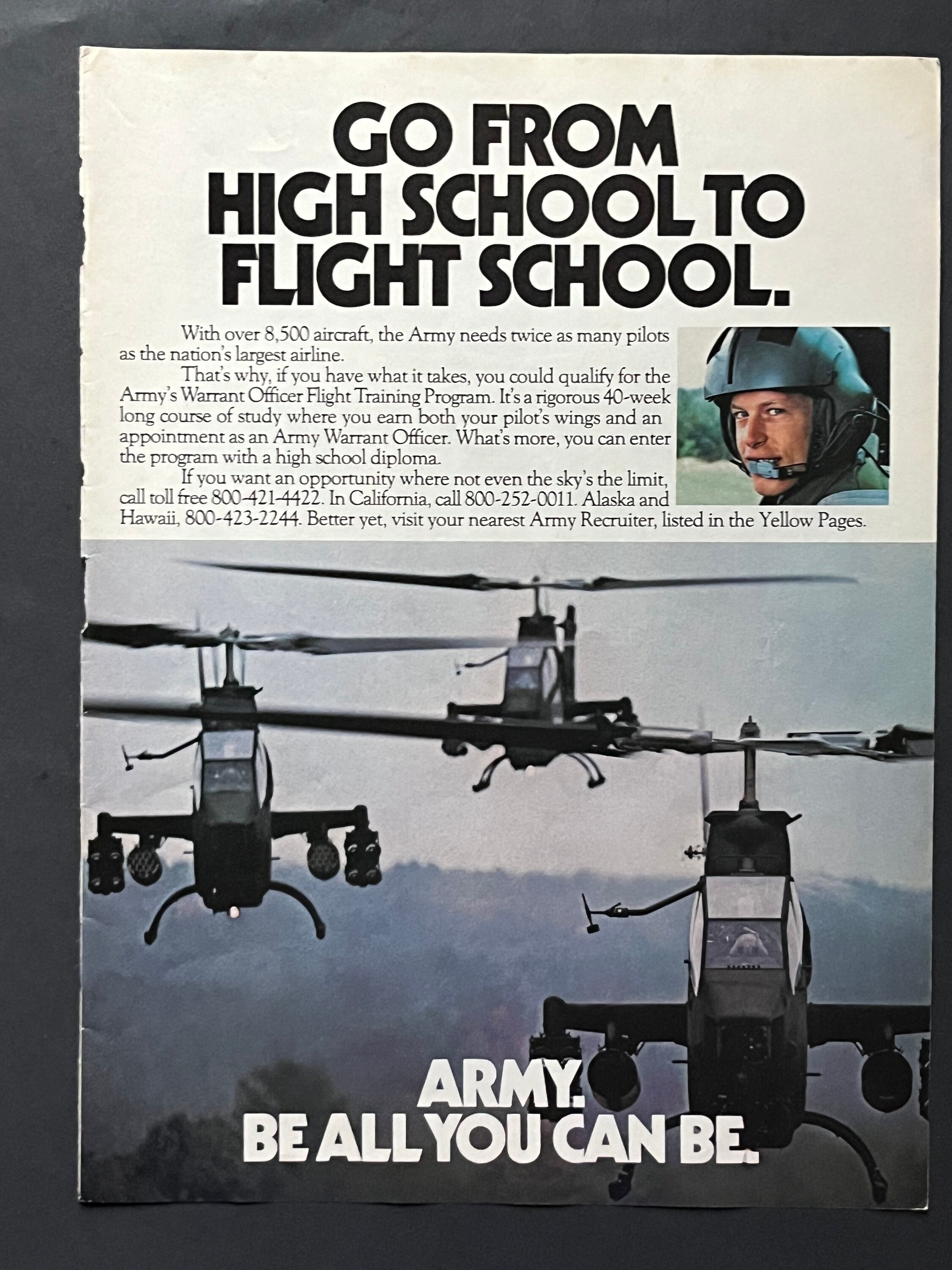 1980's United States Army Advertisement go From High School to Flight ...