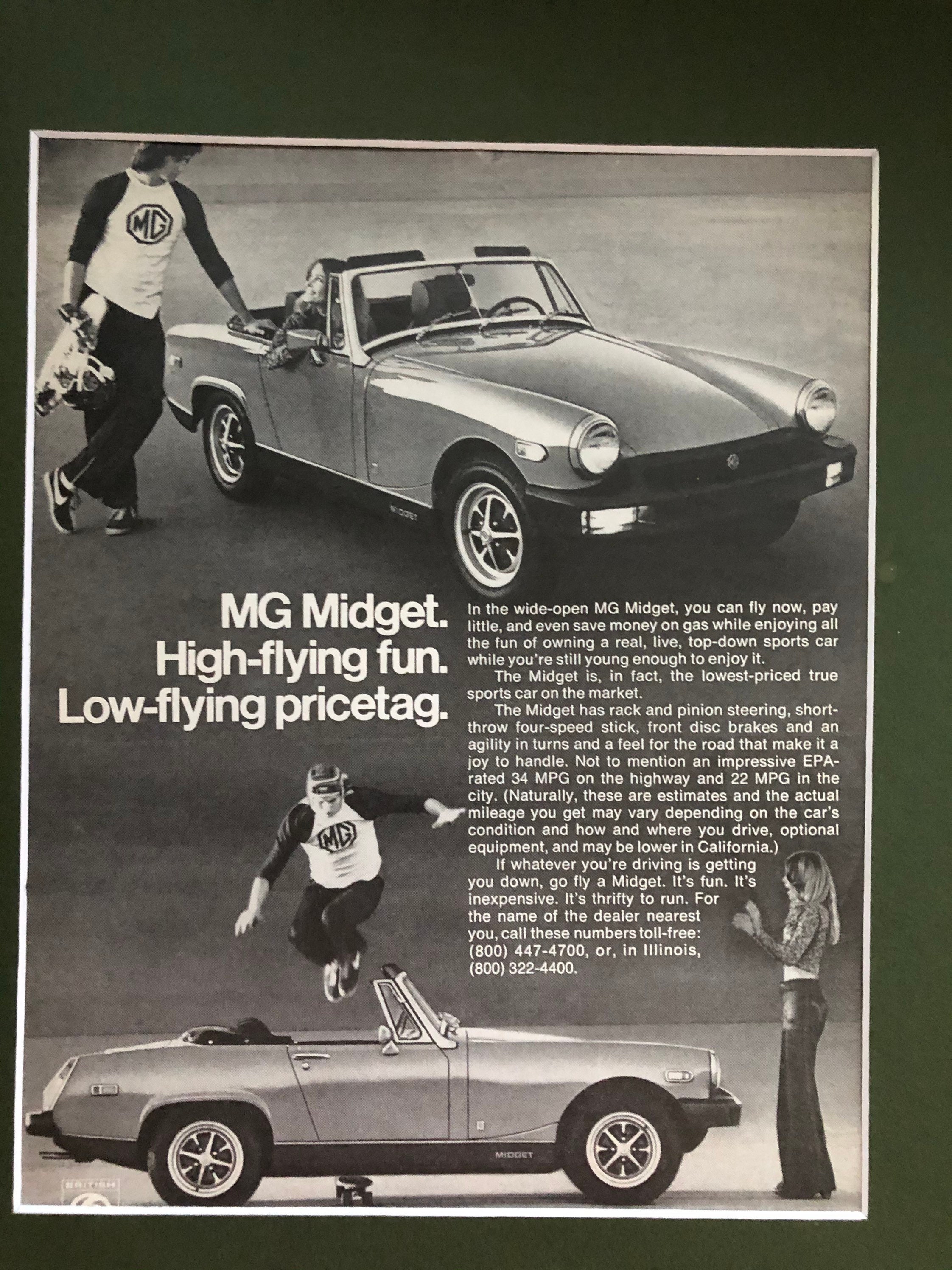 1970's MG Midget Print Advertisement High-flying Fun. Low-flying Price ...