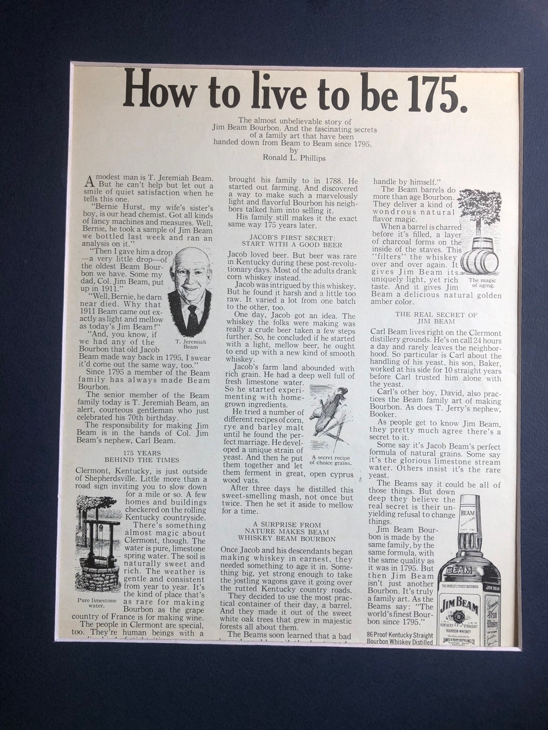 1960's Jim Beam Print Advertisement "how to Live to Be 175" - Etsy