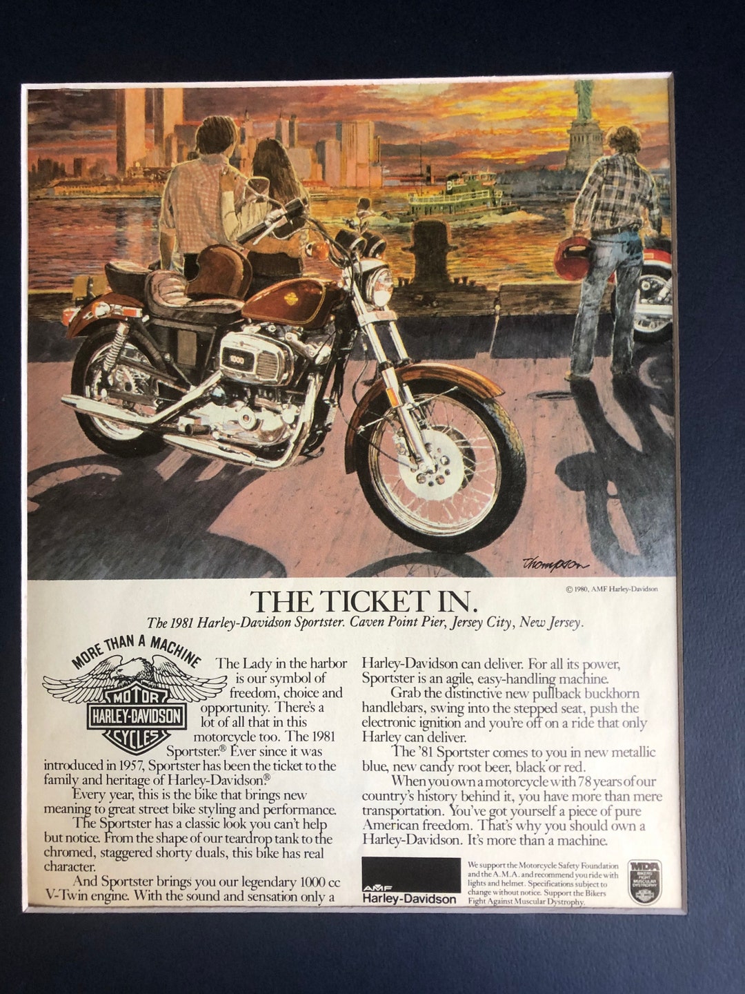 1980's Harley-davidson Motorcycle Caven Point Pier, Jersey City Print ...