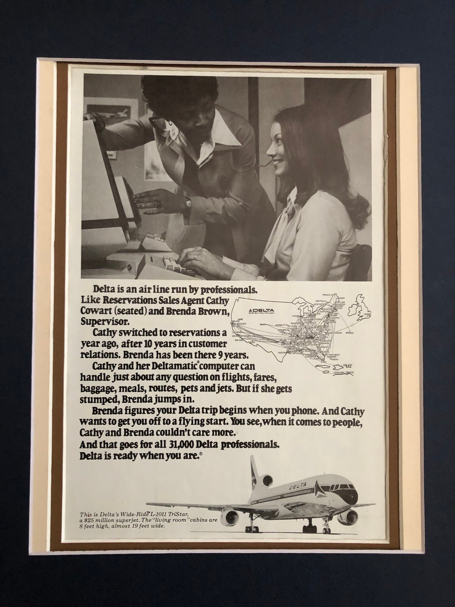 1970's Delta Airlines Print Advertisement "reservations Sales Agent ...