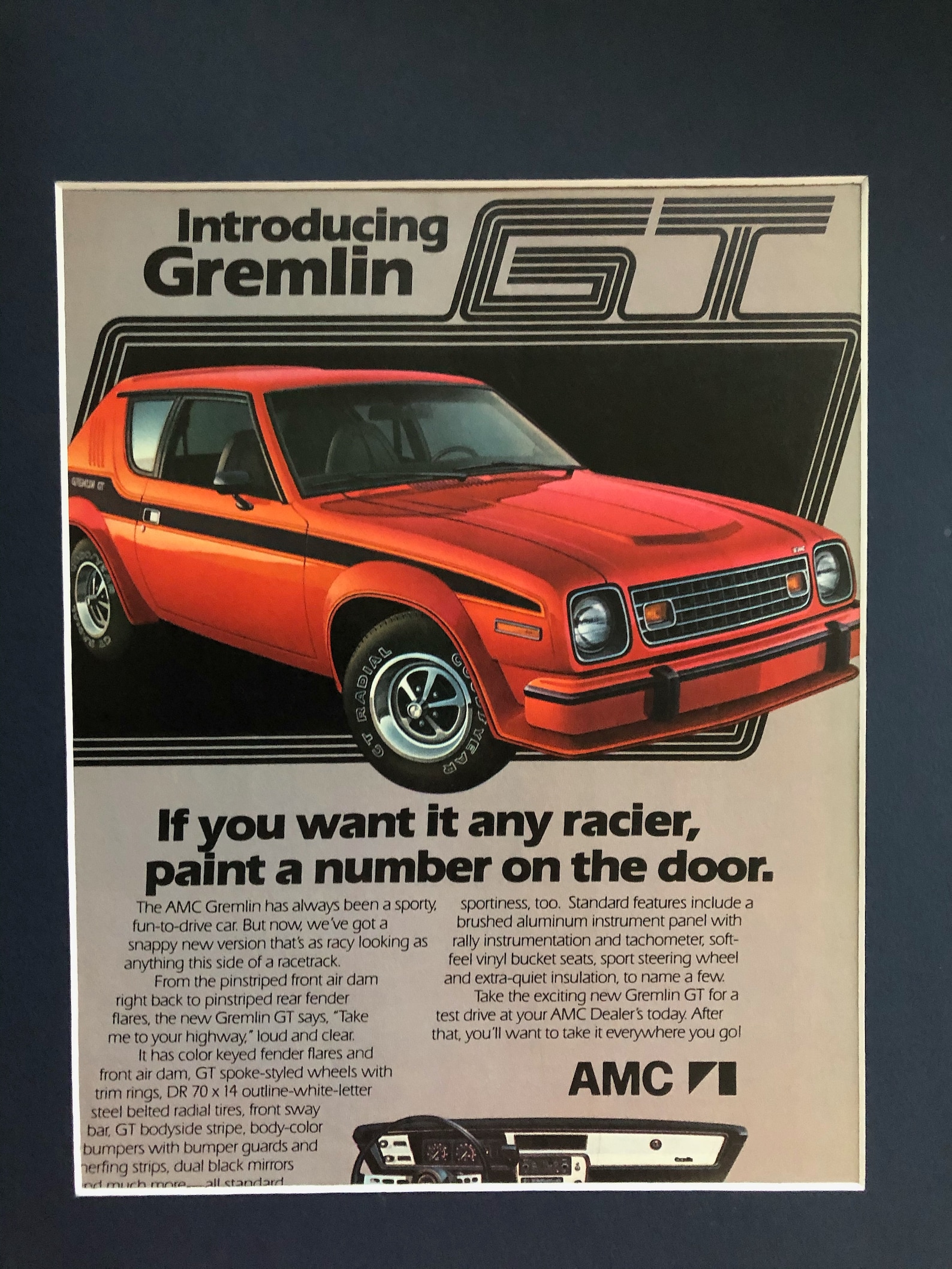 1970's AMC Gremlin Print Advertisement "if You Want It Any More Racier ...