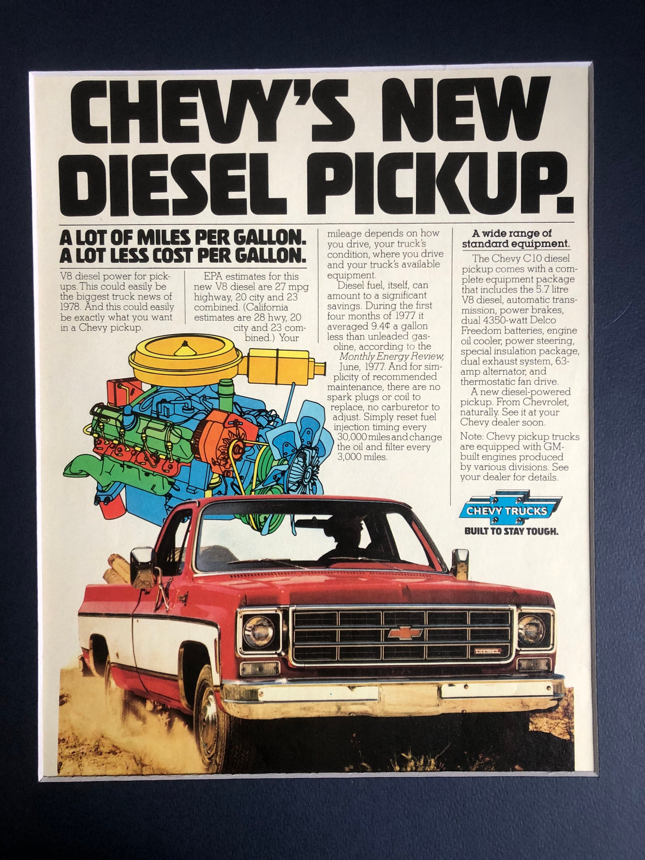 1970's Chevy Diesel Pickup Truck 4x4 Advertisement - Etsy