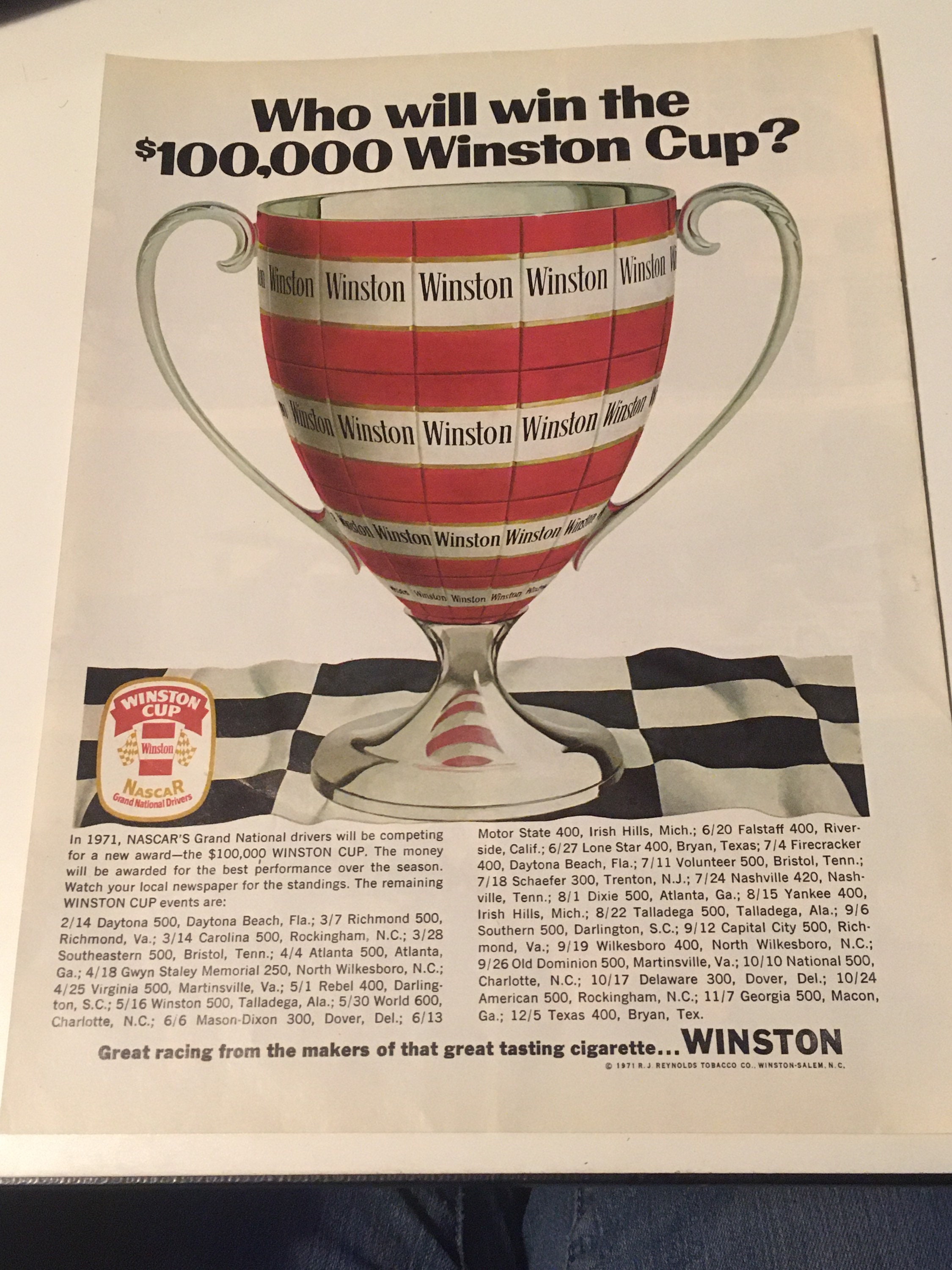 1971 NASCAR Winston Cup Original Print Advertisement - Etsy