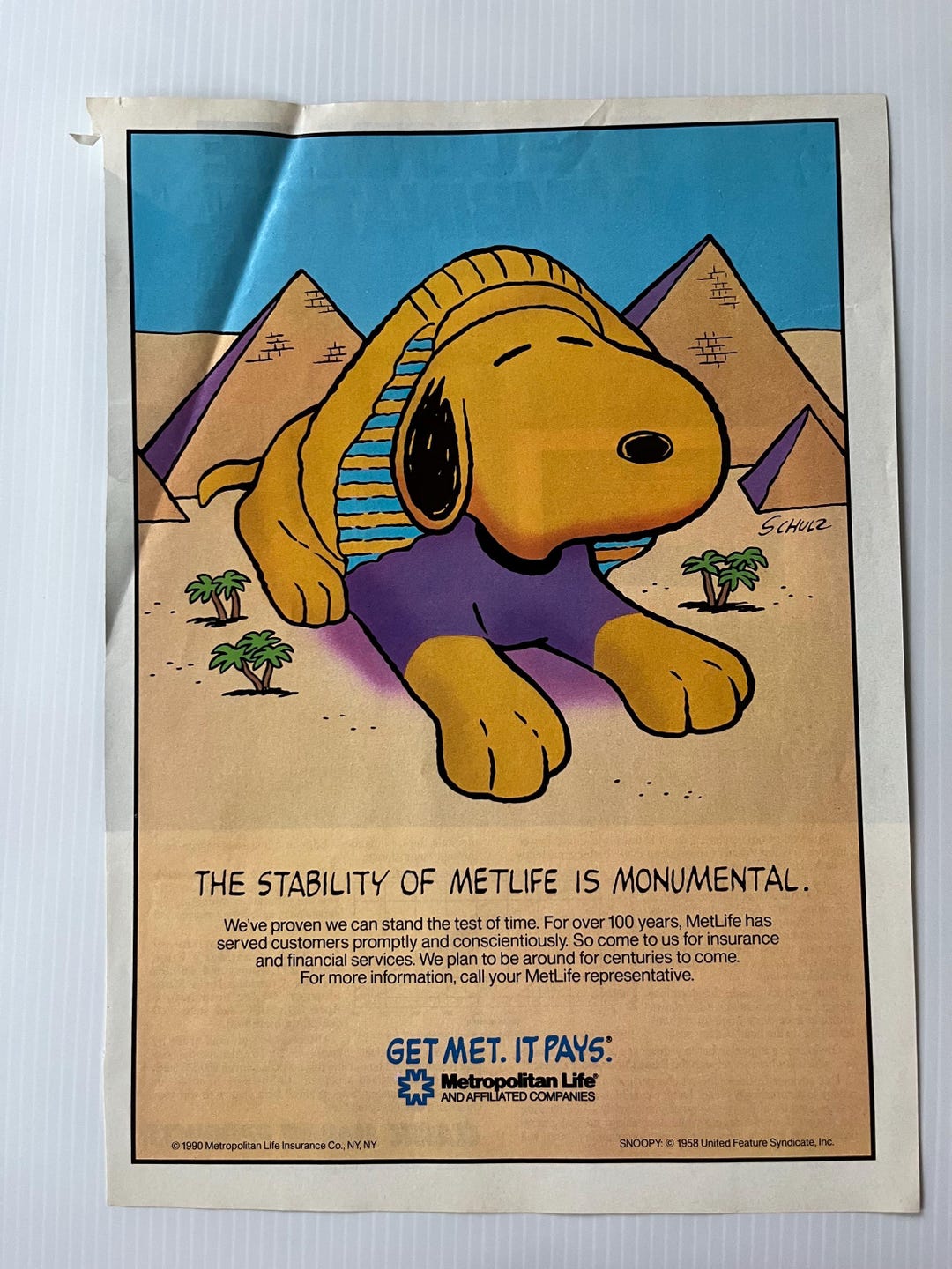 1990's Snoopy Metlife Original Print Ad - Etsy