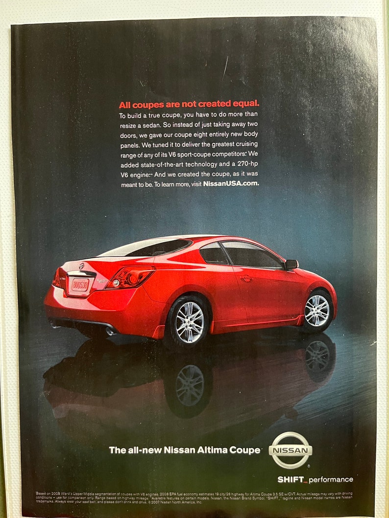 2000's Nissan Altima Coupe Advertisement "all Coupes Are Not Created ...