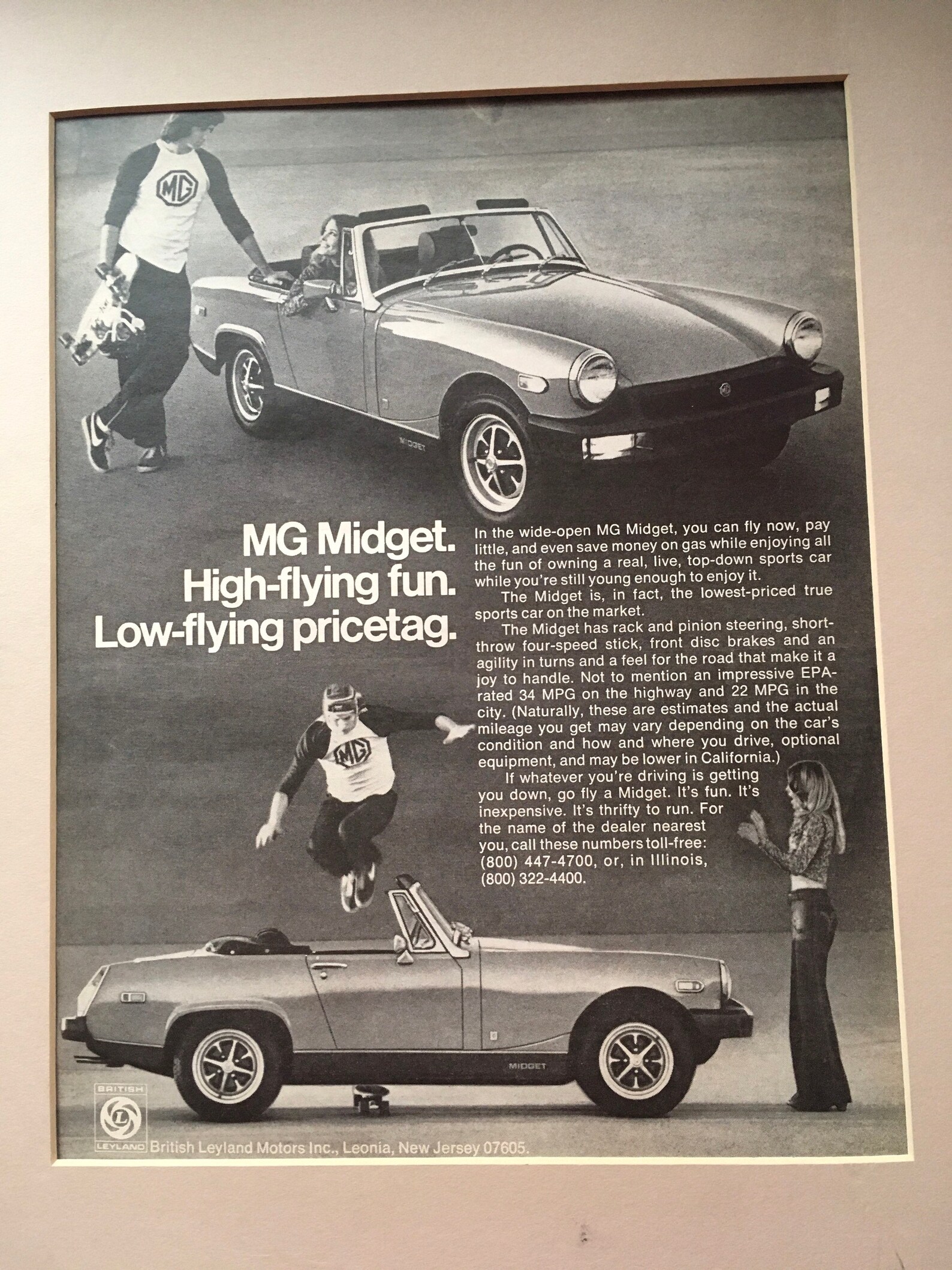 1970's MG Midget Print Advertisement High-flying Fun. Low-flying Price ...