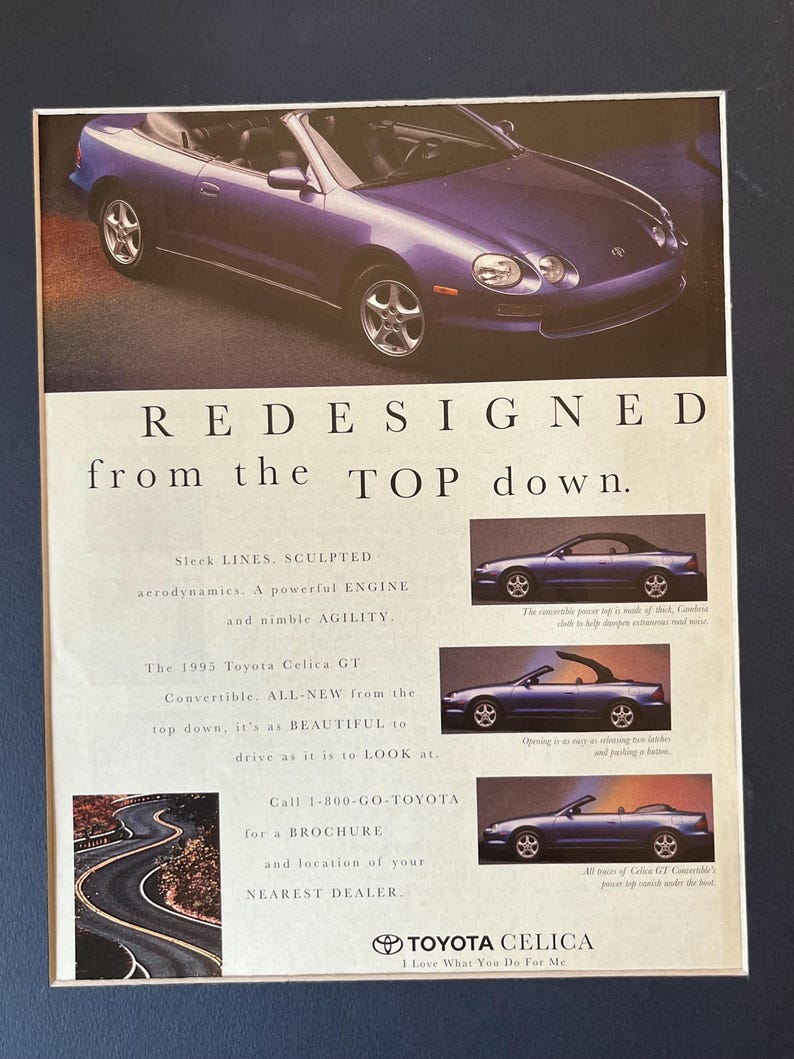 1990's Toyota Celica Convertible Print Advertisement - Etsy