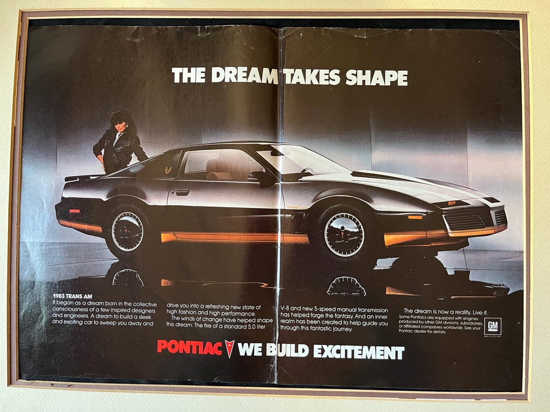 1980's Pontiac Trans Am Print Advertisement the Dream Takes Shape - Etsy