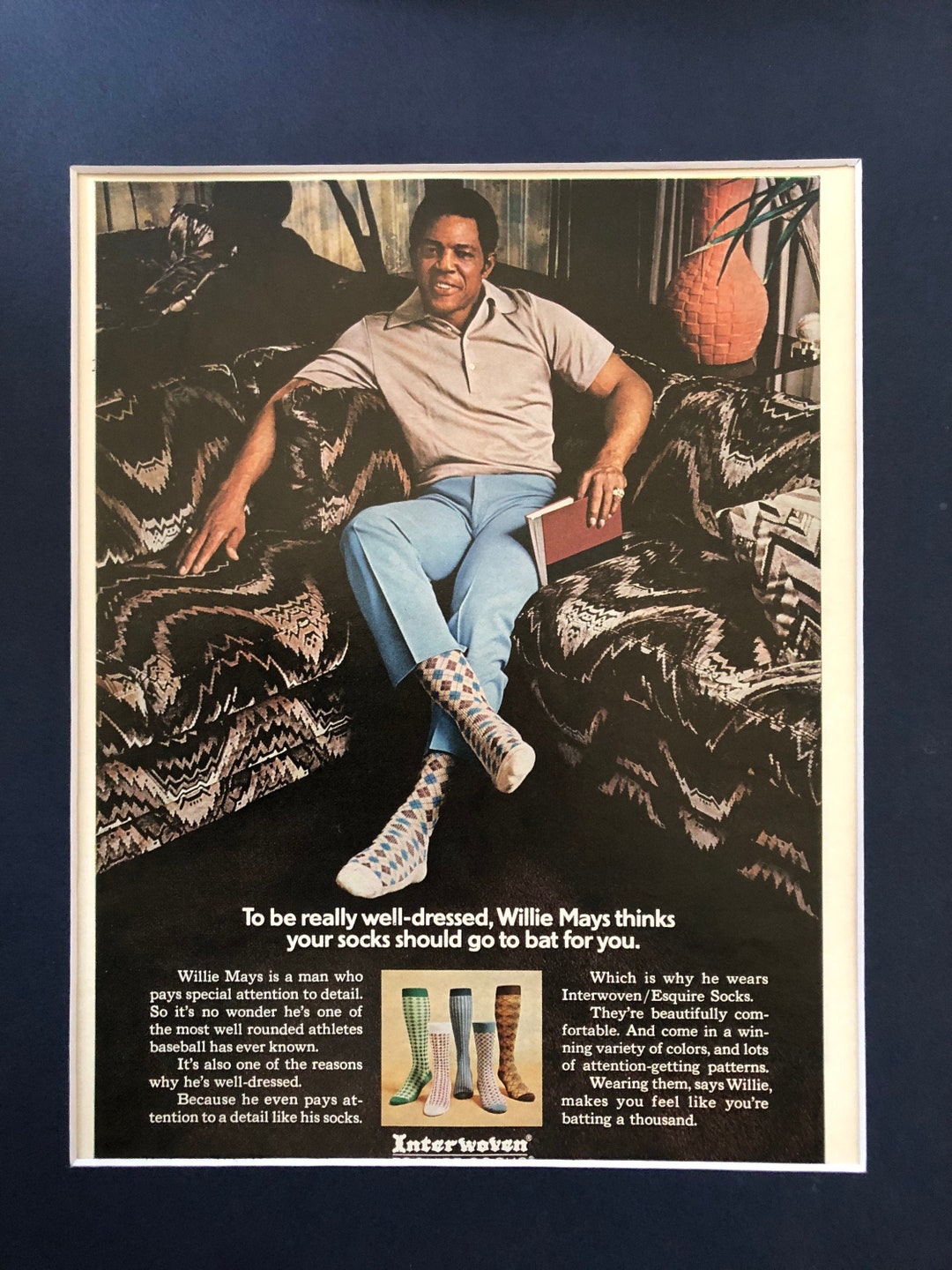 1970's Willie Mays Interwoven/ Esquire Socks Advertisement - Etsy