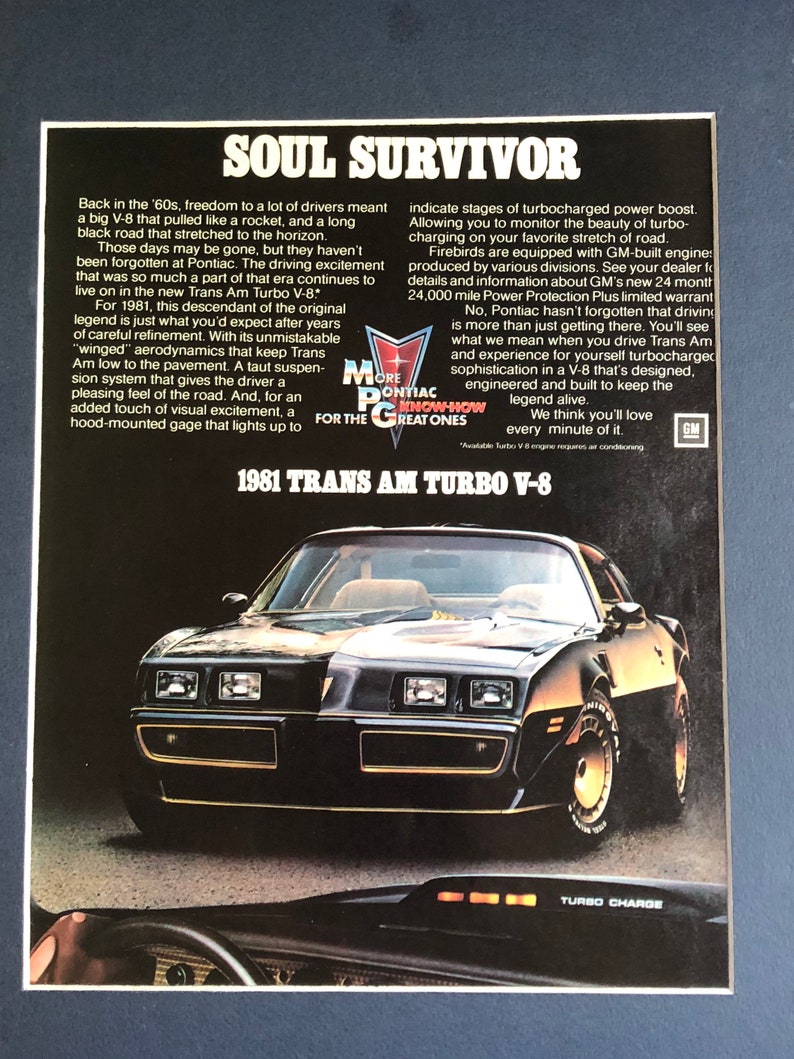 1980's Trans Am Turbo Advertisement - Etsy