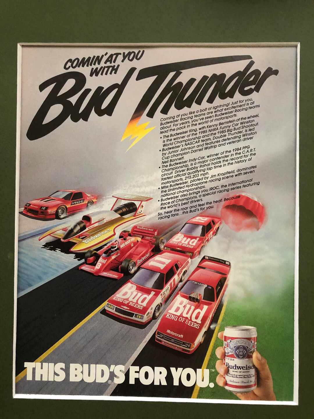 1980's Bud Beer Advertisement "bud Thunder" - Etsy