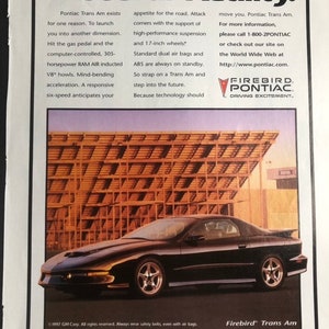 1990's Pontiac Firebird Trans Am Print Advertisement - Etsy