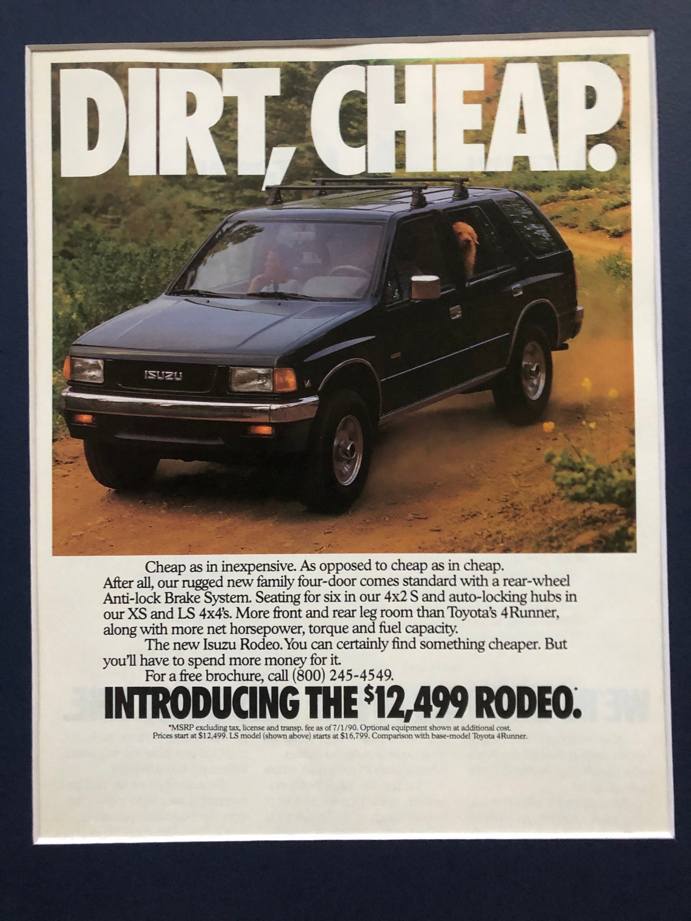1990's Isuzu Rodeo Advertisement Dirt Cheap | Etsy