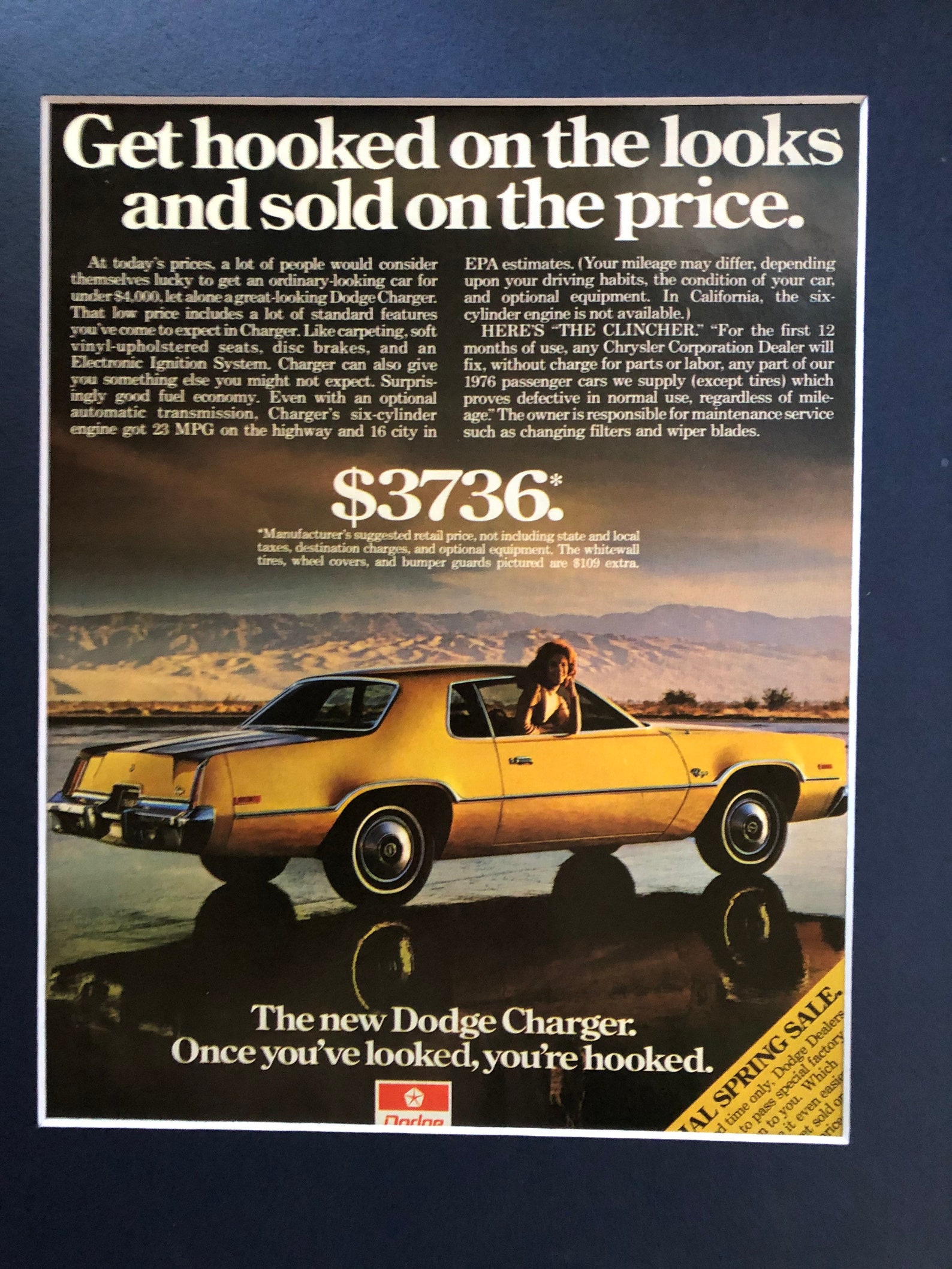 1970's Dodge Charger Advertisement "get Hooked on the Looks and Sold on ...