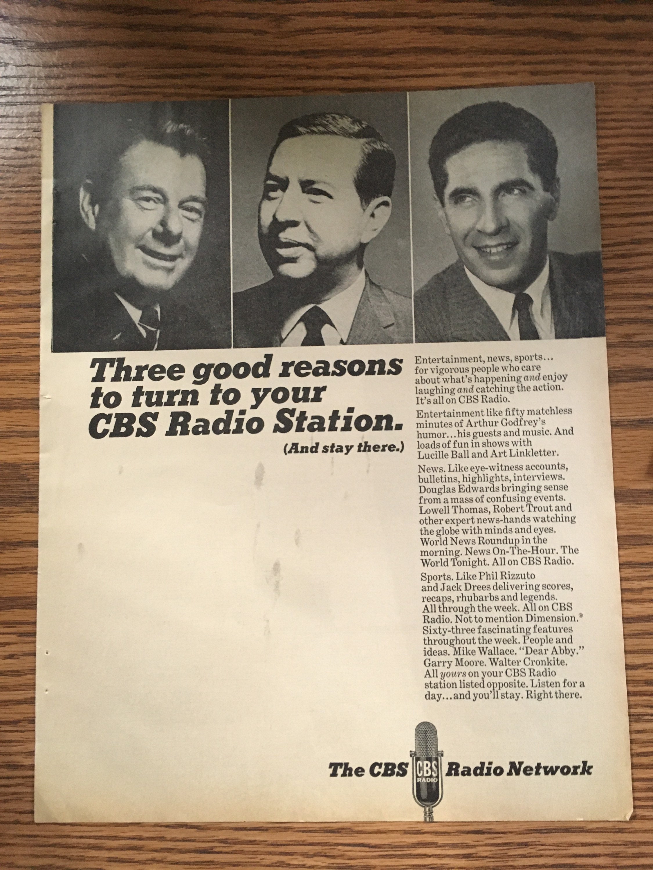 60's CBS Radio Network three Good Reasons to Turn to Your CBS Station ...