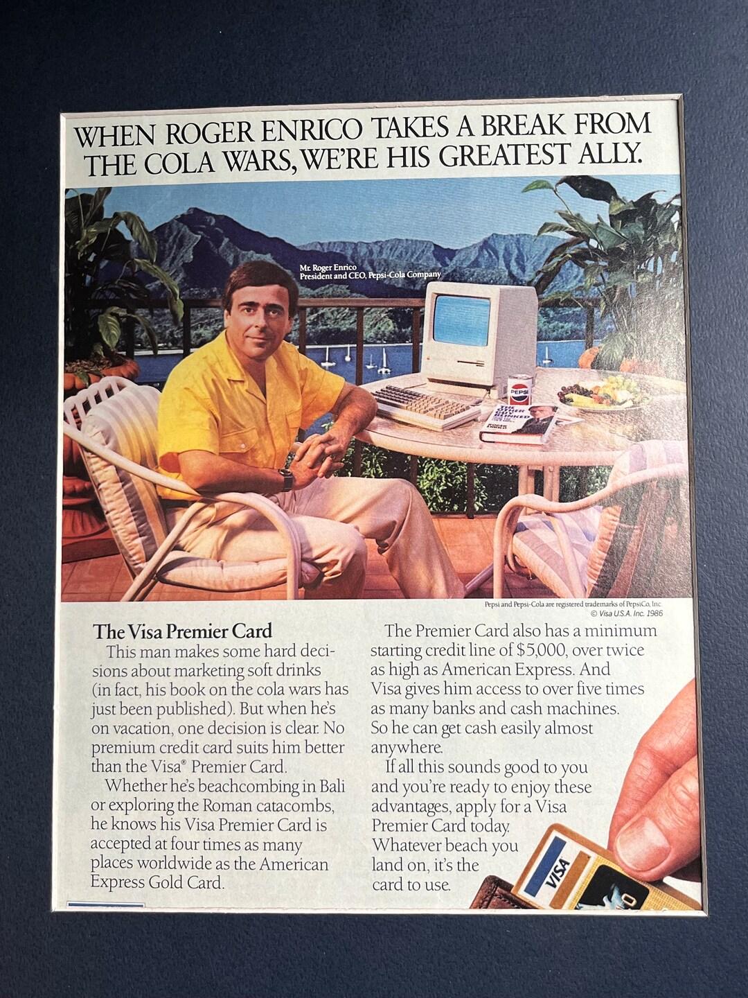 1980's Roger Enrico president and CEO Pepsi-cola Company Visa Premier ...