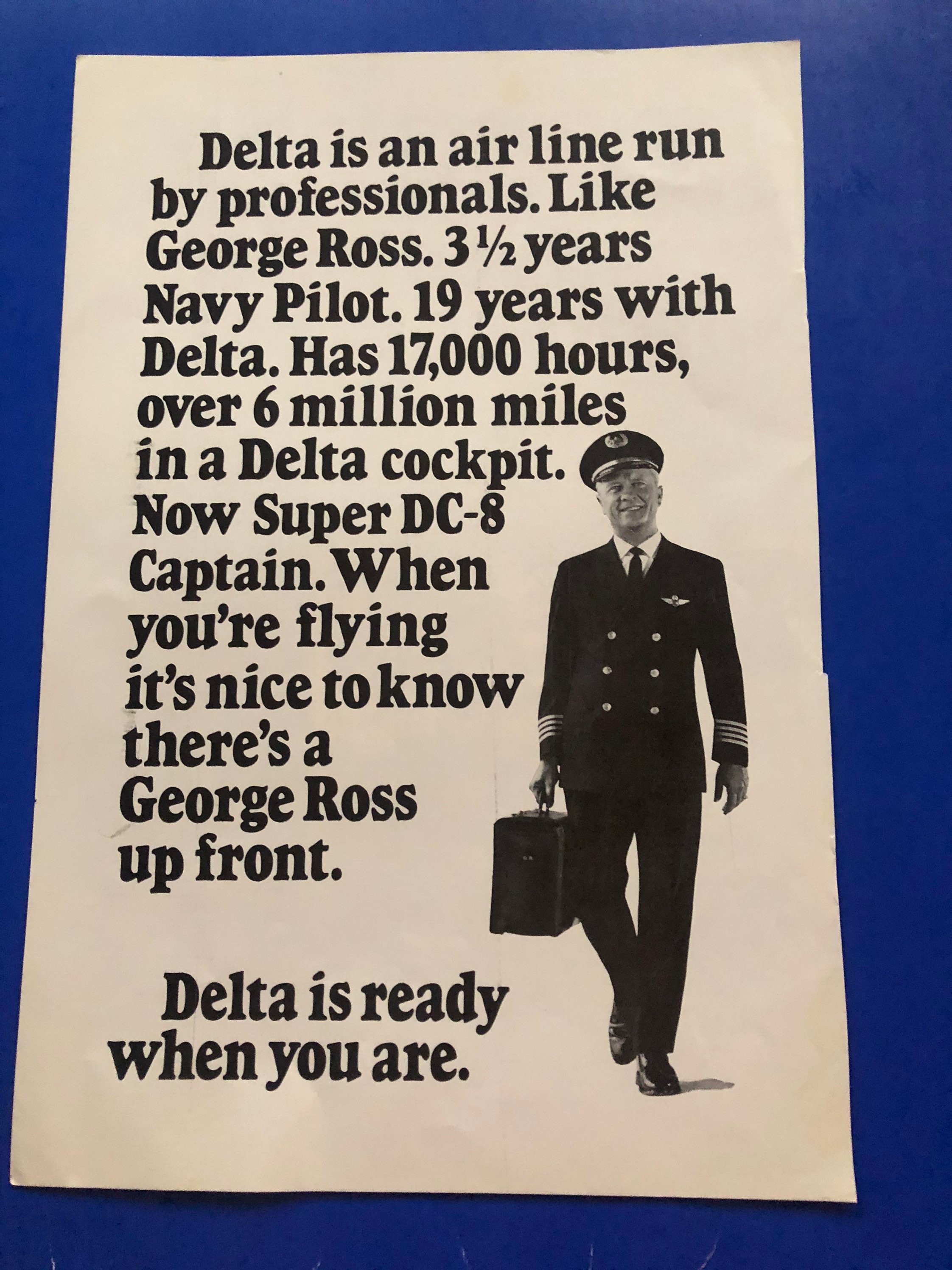 1970's Delta Airlines Print Advertisement George Ross - Etsy
