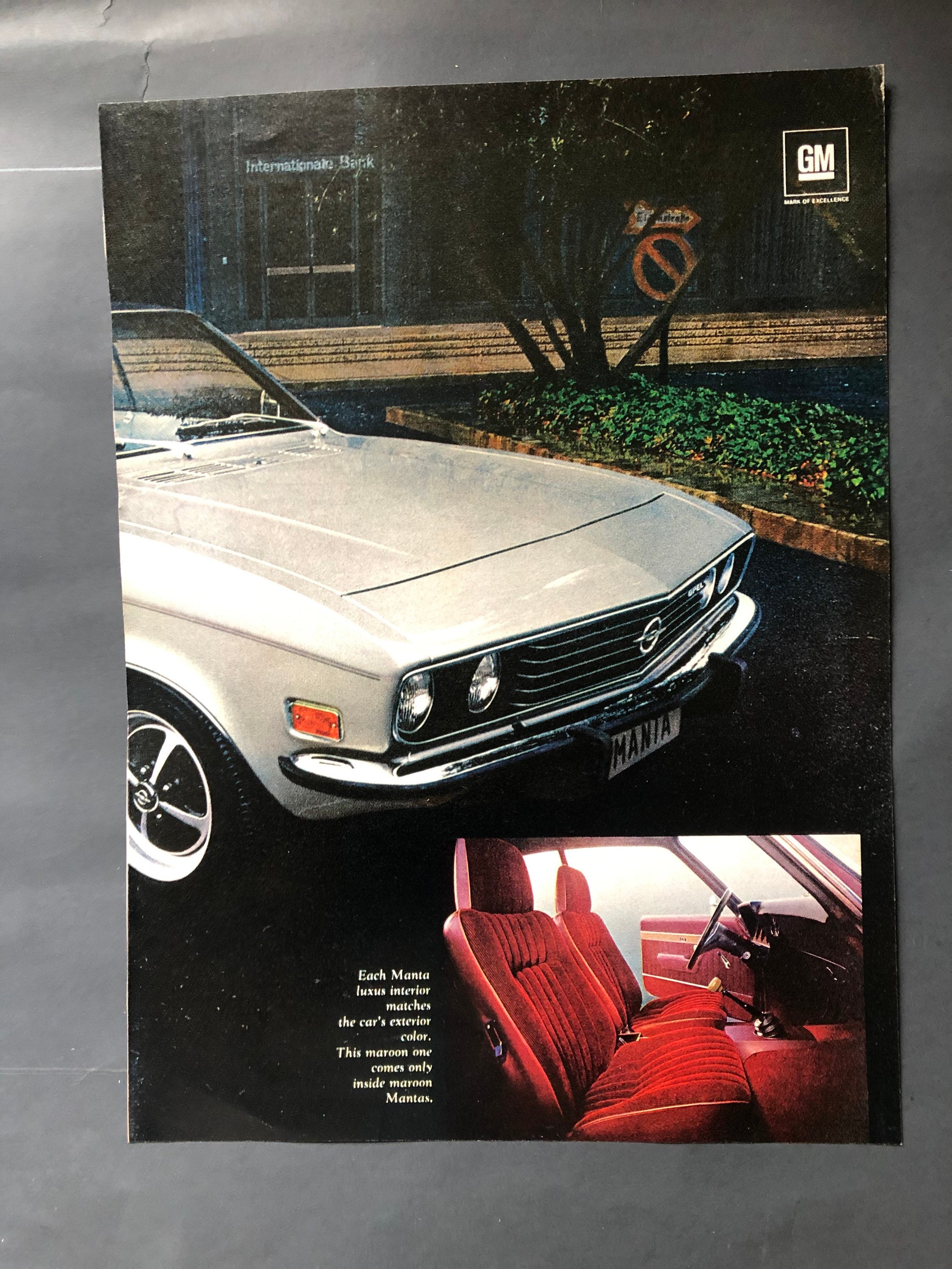 1970's Buick Opel Manta 2 Page Advertisement - Etsy