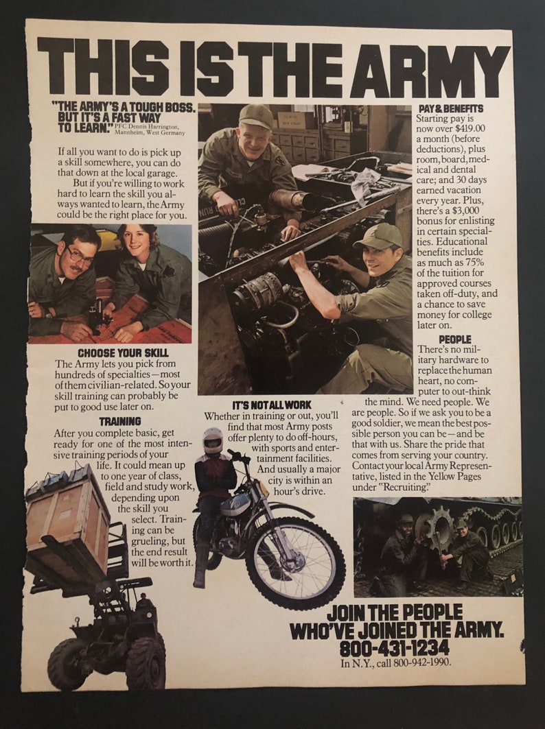 1970's United States Army Advertisement this is the Army - Etsy