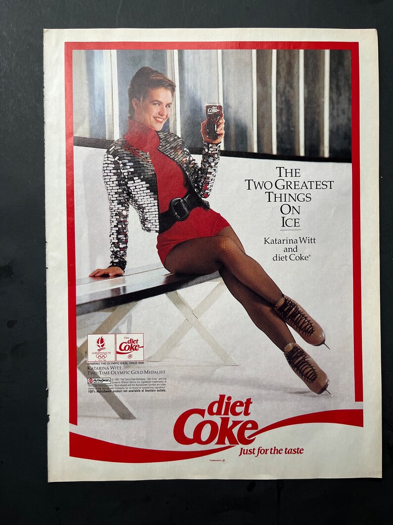 1990's Katarina Witt Diet Coke Print Advertisement - Etsy
