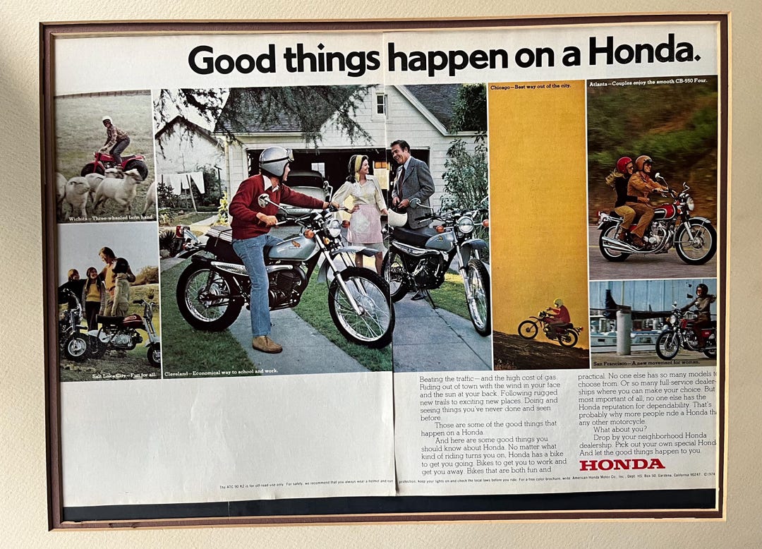 1970's Honda Advertisement "good Things Happen on a Honda" - Etsy