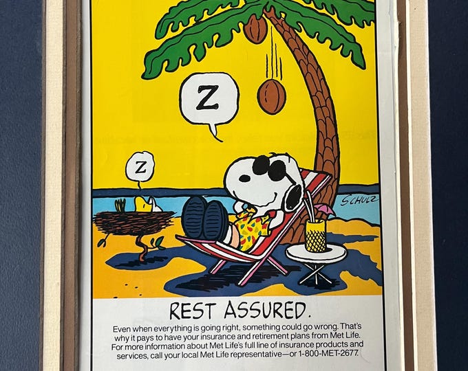 1980's Snoopy Metlife Original Print Ad - Etsy