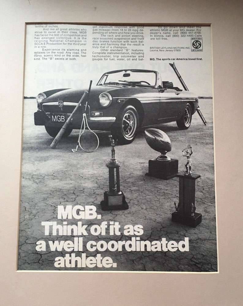 1970's MGB Sports Car Print Advertisement mgb. Think of It as a Well ...