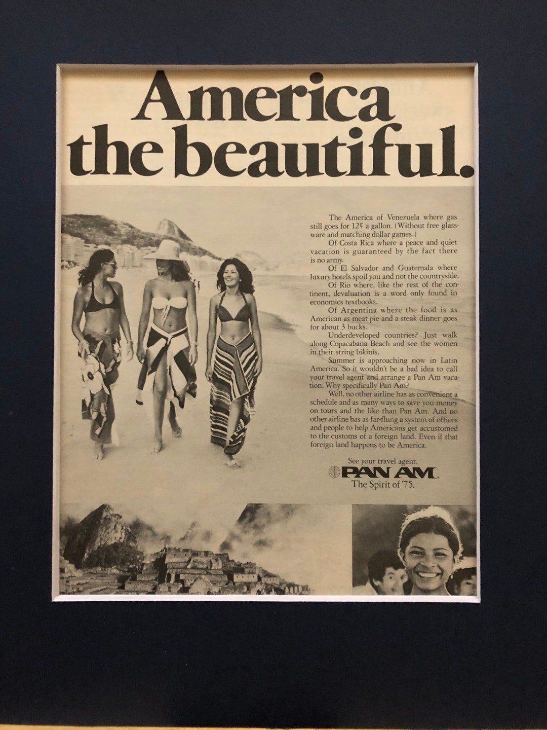 1970's Pan Am Airline Advertisement "america the Beautiful" - Etsy