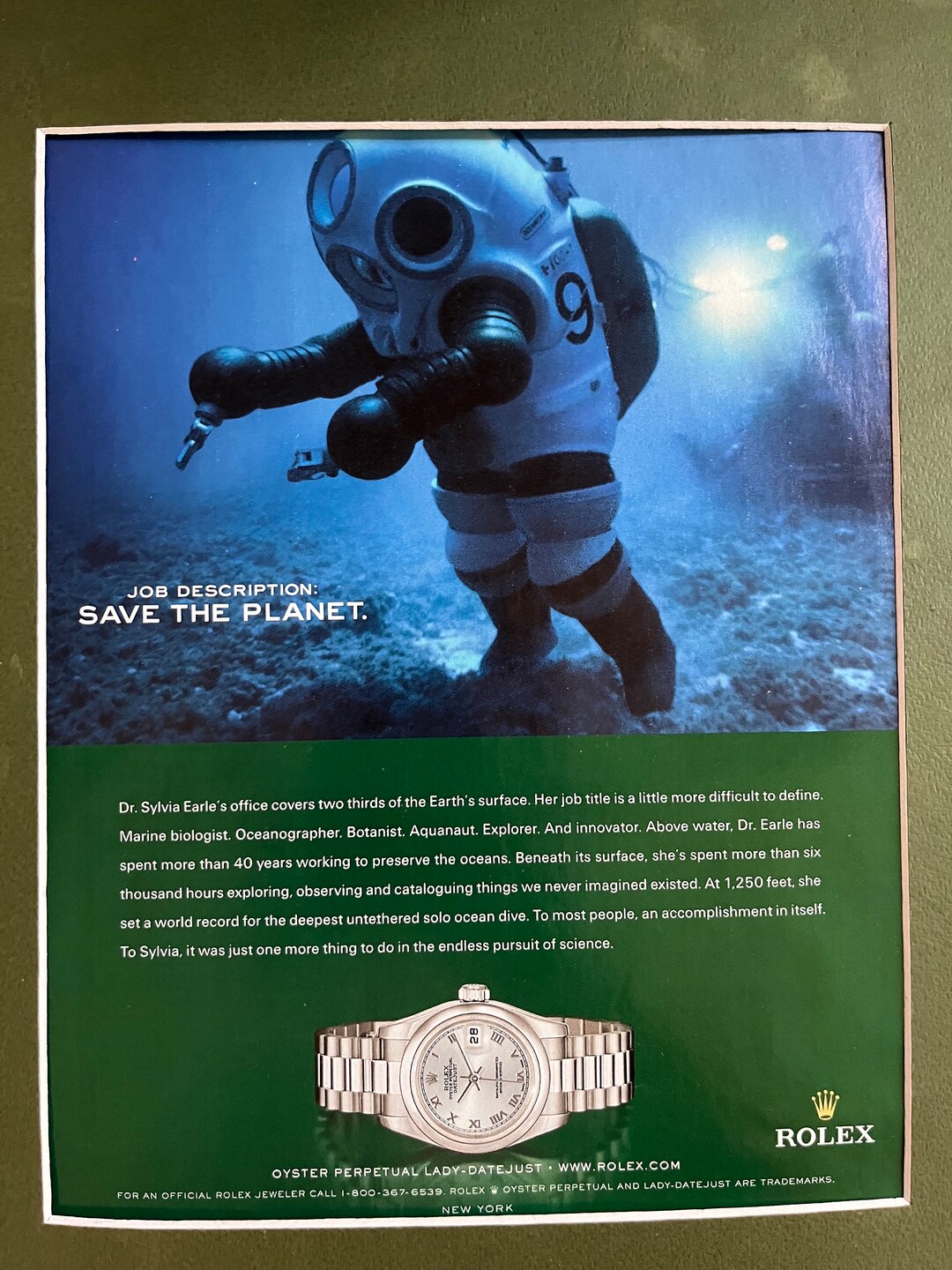 2000's Rolex Sylvia Earle Watch Advertisement - Etsy