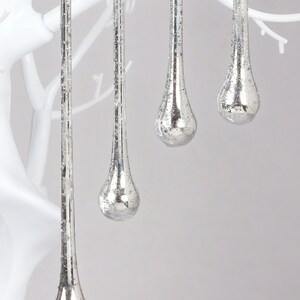 G Decor Set of 6 Mottled Silver Glass Long Droplets - Etsy