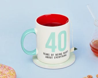 40th Birthday Mug Birthday Flowers - Etsy