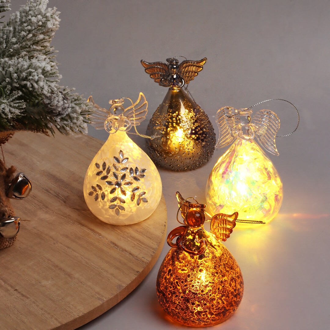 G Decor Celestia Glass Light-up Angel Ornament – Snowflake Frost ...