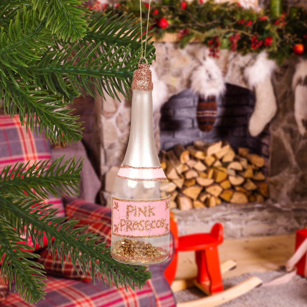 G Decor Large Pink Prosecco Celebration Bottle Handpainted Hanging ...