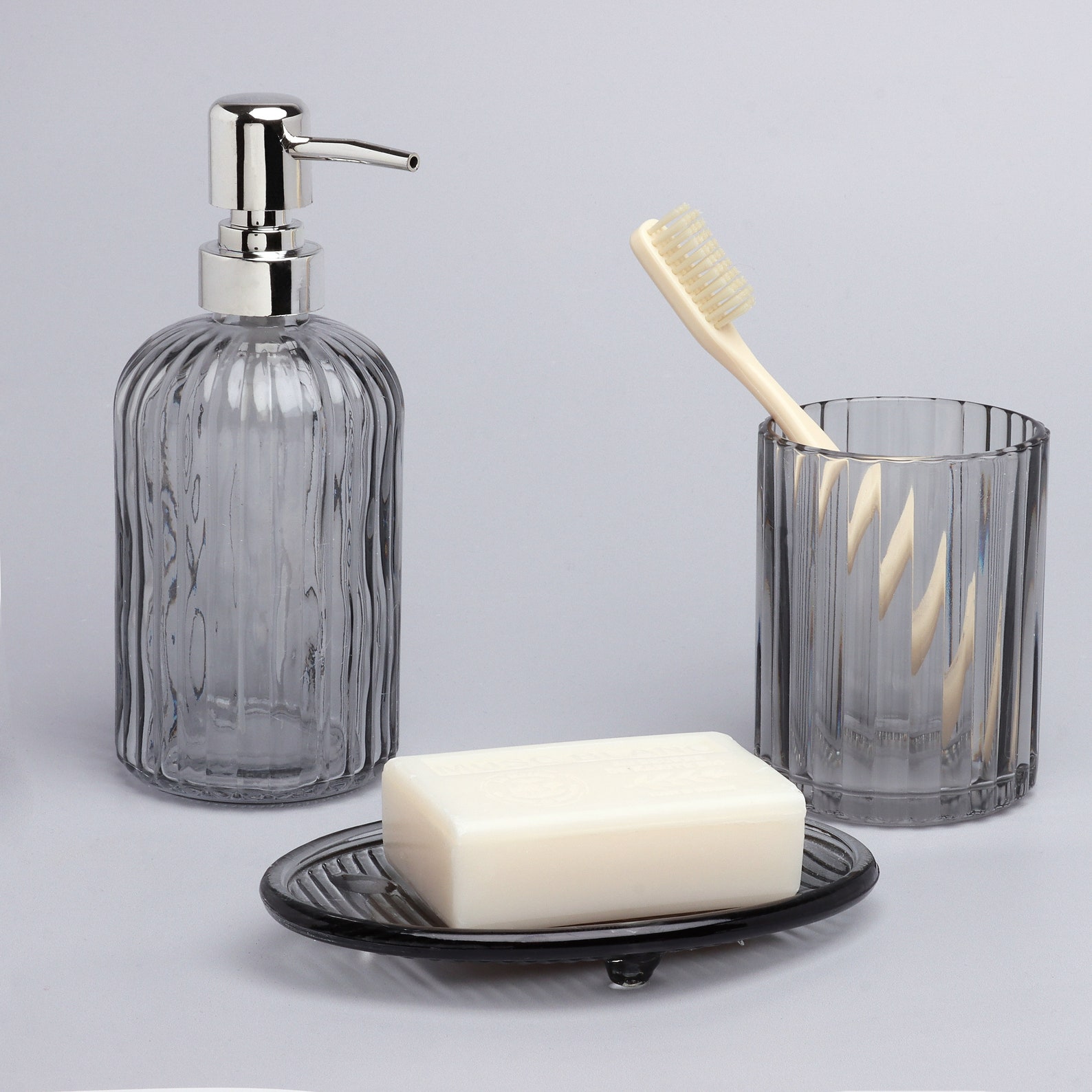 G Decor 3 Piece Vienna Grey Glass Bathroom Set - Etsy