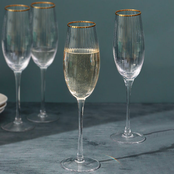 Gold Rim Engraved Champagne Glasses - Etsy