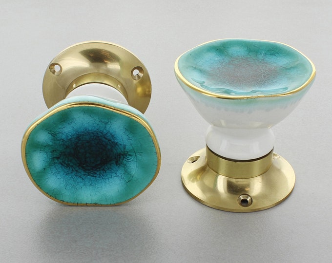 G Decor Sea Blue Rhodes Crackle Glaze Mortice Door Knobs Set - Etsy UK