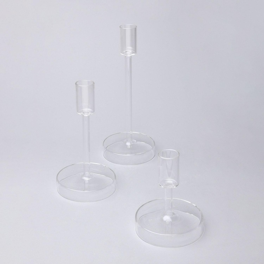 G Decor Set of 3 Halo Handblown Glass Candle Holders, Clear Glass ...