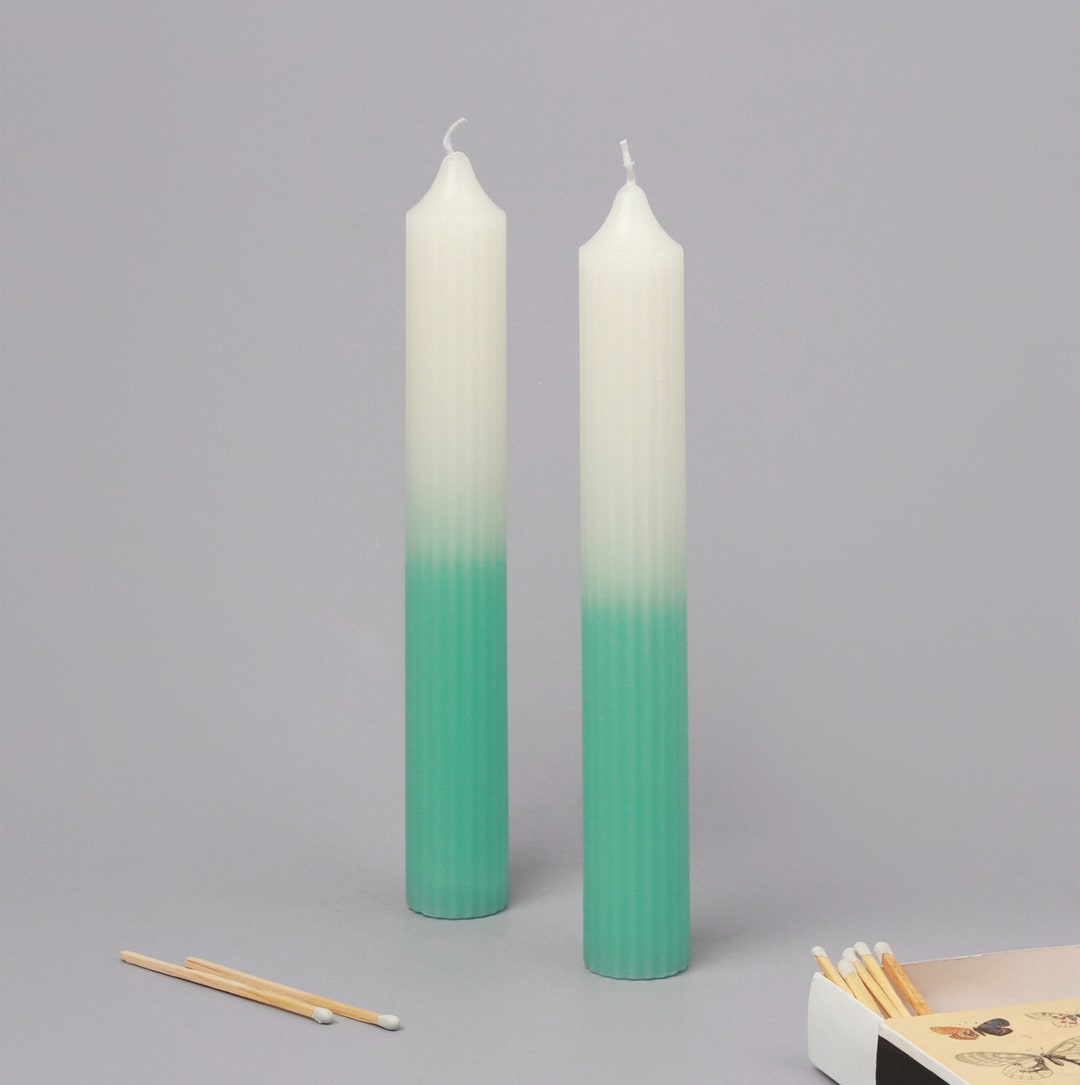 G Decor Set of 2 Ava Half-tone Green Ombre Ribbed Pillar - Etsy