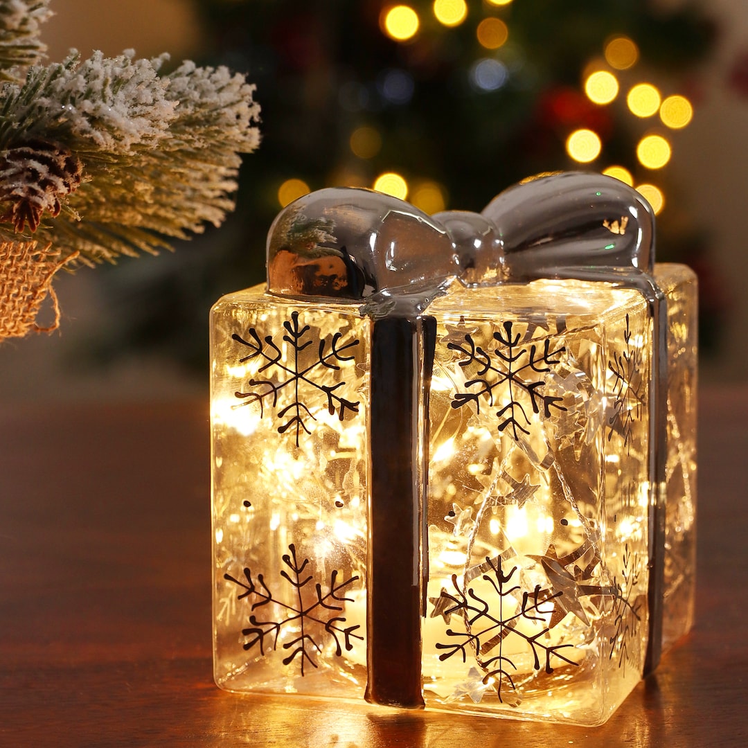 G Decor Radiant Clear Christmas Present Ornament With LED Lights - Etsy UK