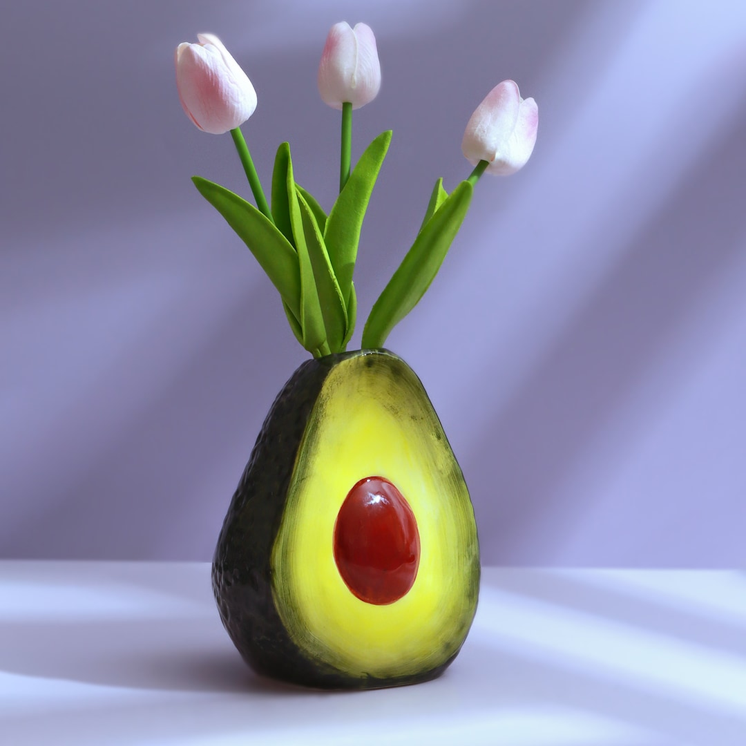 G Decor Ceramic Hand-painted Avocado Ceramic Vase Modern Healthy Home ...