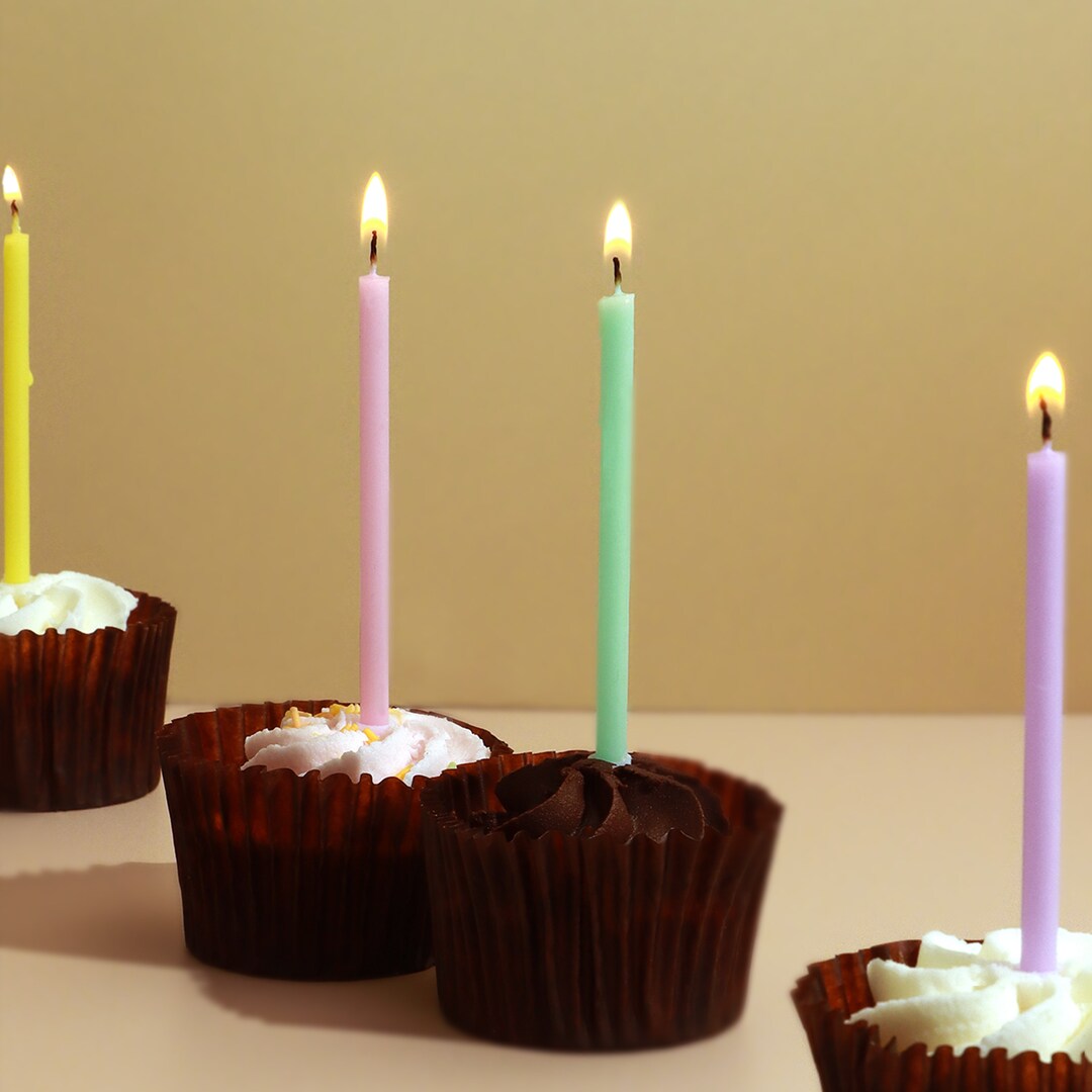 G Decor Set of 12 Pastel Skinny Candles for Cake Decoration - Etsy