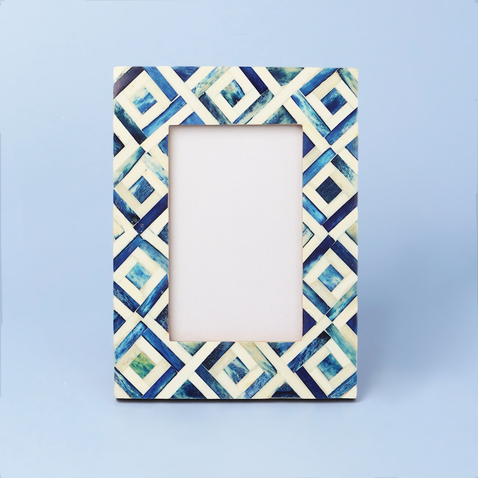 G Decor Azura Handmade Blue Argyle Photo Frame Artistic Picture Display ...