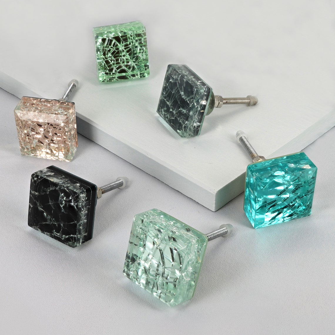 G Decor Maison Crystal Crackle Mirror Glass Pull Knobs - Etsy