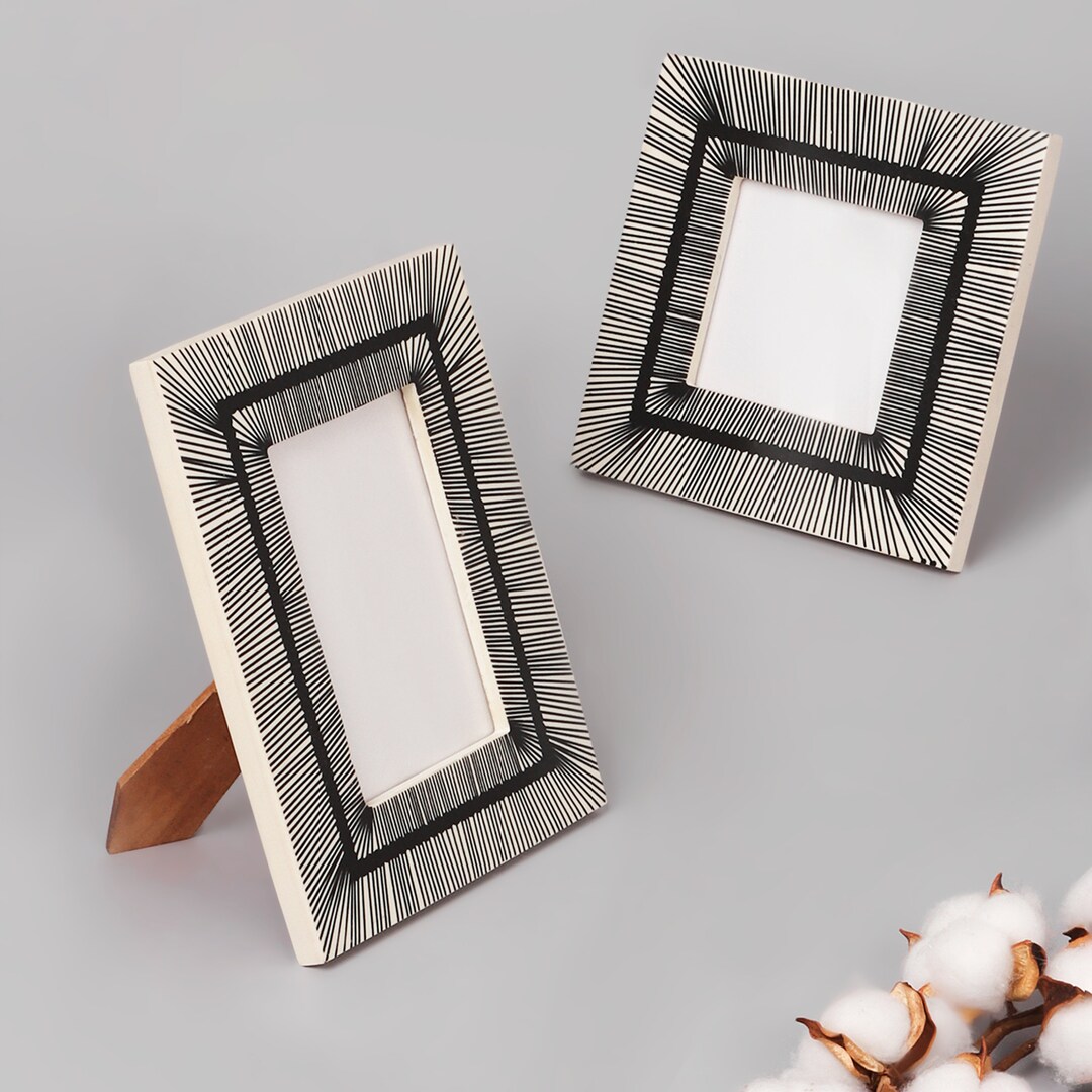 G Decor Black Pencil Stripes Effect Stylish Photo Frames - Etsy